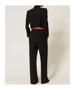 TWINSET Crepe Logo Straight-leg Trousers