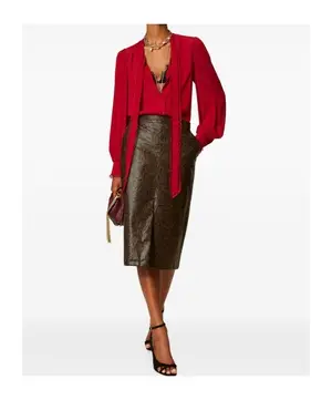 TWINSET Faux Leather Midi Skirt