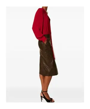 TWINSET Faux Leather Midi Skirt