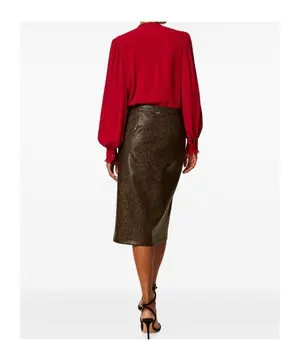TWINSET Faux Leather Midi Skirt