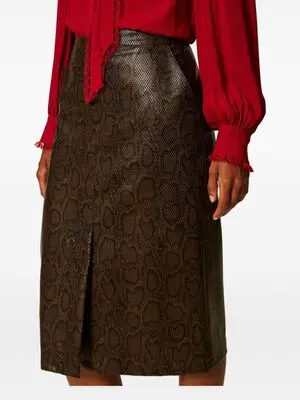 TWINSET Faux Leather Midi Skirt