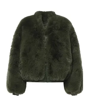 THE FRANKIE SHOP Faux Fur Bomber Jacket - Green