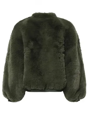 THE FRANKIE SHOP Faux Fur Bomber Jacket - Green