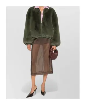 THE FRANKIE SHOP Faux Fur Bomber Jacket - Green