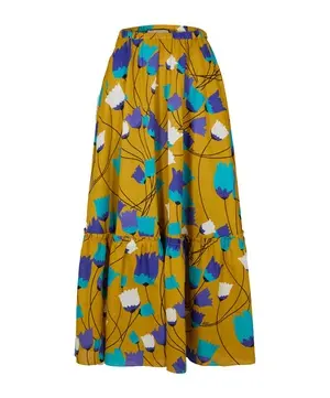 Gucci Floral Print Tiered Maxi Skirt