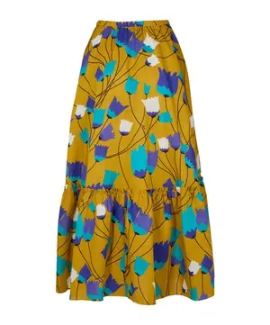 Gucci Floral Print Tiered Maxi Skirt