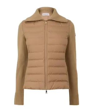 Moncler Quilted Down Jacket With Knitted Sleeves