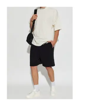 Palm Angels Cotton Drawstring Shorts With Logo Detail