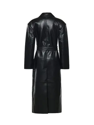 THE FRANKIE SHOP Logo-detailed Long Leather Coat