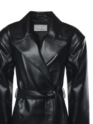 THE FRANKIE SHOP Logo-detailed Long Leather Coat