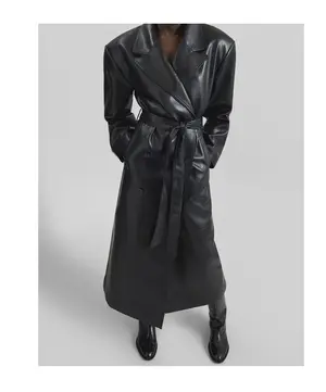 THE FRANKIE SHOP Logo-detailed Long Leather Coat