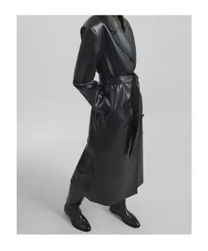 THE FRANKIE SHOP Logo-detailed Long Leather Coat