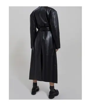 THE FRANKIE SHOP Logo-detailed Long Leather Coat