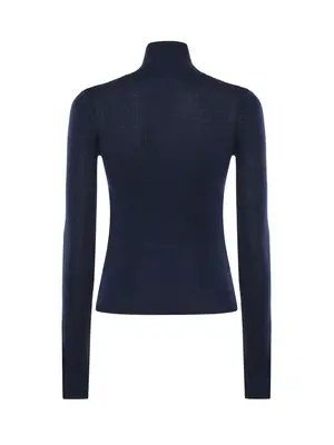 THE FRANKIE SHOP Ribbed Knit Half-zip Turtleneck Sweater - Navy