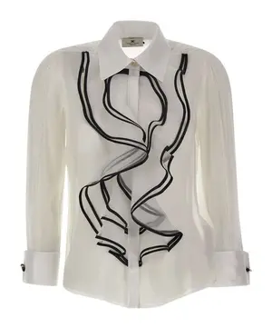 Elisabetta Franchi Ruffled Viscose Shirt - White