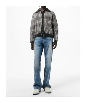 Our Legacy Evening Polo Grand Check Fuzzy Alpaca Cardigan