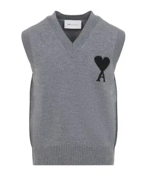 AMI Paris Sleeveless Knit Vest With Heart Motif