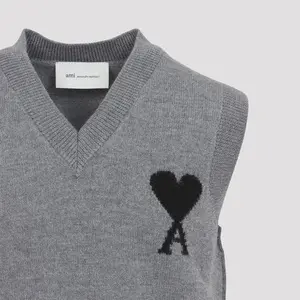 AMI Paris Sleeveless Knit Vest With Heart Motif