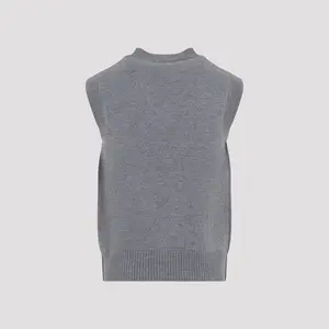 AMI Paris Sleeveless Knit Vest With Heart Motif - Grey