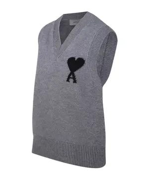 AMI Paris Sleeveless Knit Vest With Heart Motif