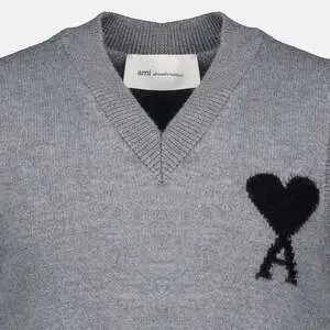 AMI Paris Sleeveless Knit Vest With Heart Motif