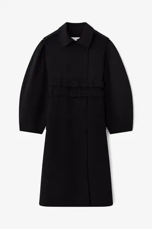 GANNI Quilted Coat With Drawstring Waist - Black