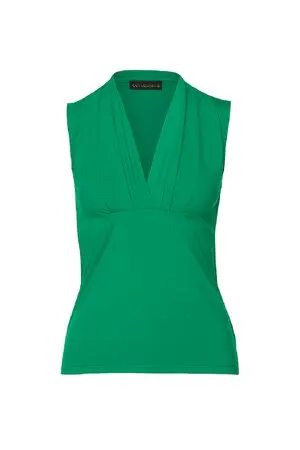 CONQUISTA Sleeveless V-neck Viscose-blend Jersey Top