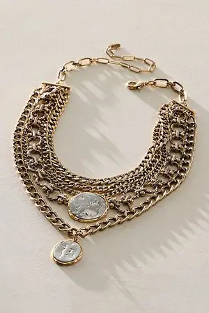 Free People Isolde Layered Necklace With Coin Pendants - Gold