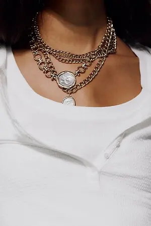 Free People Isolde Layered Necklace With Coin Pendants - Gold