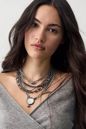 Free People Isolde Layered Necklace - Silver/hematite