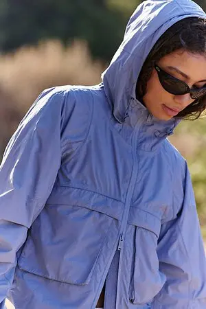 Free People Dew Point Rain Jacket Blue Ash