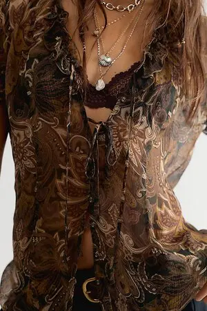 SPELL Damask Short Sleeve Blouse