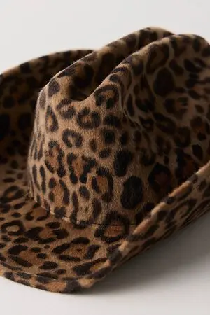 Free People Leopard Print Felted Cowboy Hat