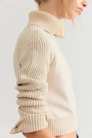 Free People Josephine Funnel-neck Cardigan - Tea