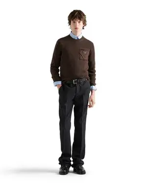Prada Wool Sweater With Nylon Patch Pocket