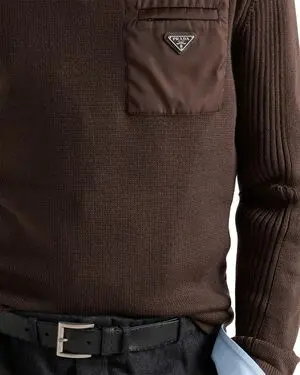 Prada Wool Sweater With Nylon Patch Pocket