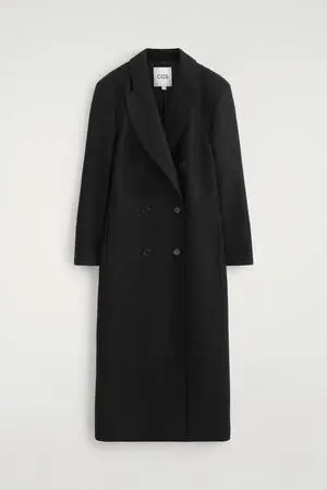 Cos Tailored Wool-blend Double-breasted Coat - Black