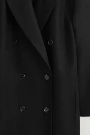 Cos Tailored Wool-blend Double-breasted Coat - Black