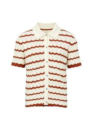 VAYLA Smart-casual Button-down Knitted Top Stripes Mocha
