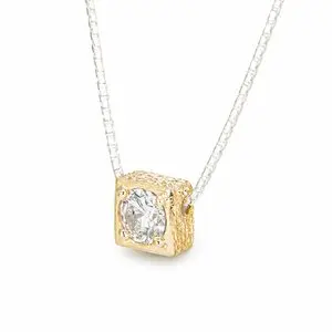 KARYN CHOPIK STUDIO LTD Silver / Gold Celebrate Necklace Bronze Cube On Sterling Silver Chain - Silver/gold