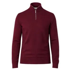 SERRAN LONDON Half Zip Wool Jumper - Red