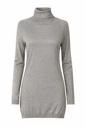 CONQUISTA Fitted Knit Turtleneck Dress With Ribbed Details