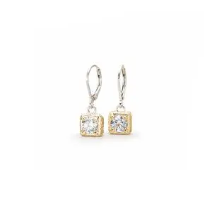 KARYN CHOPIK STUDIO LTD Silver / Gold Gala Earrings With Bronze Cube - Silver/gold