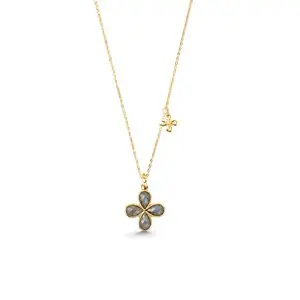 FREQNC ATELIER Gold Four-leaf Clover Necklace – Labradorite