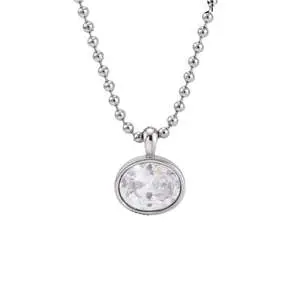 NAZZAR Oval Cubic Zirconia Pendant Ball Chain Necklace