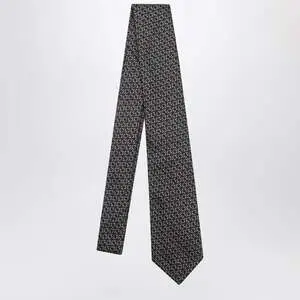 FERRAGAMO Silk Tie With Gancini Print