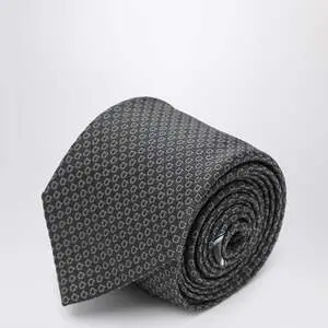 FERRAGAMO Silk Tie With Gancini Print