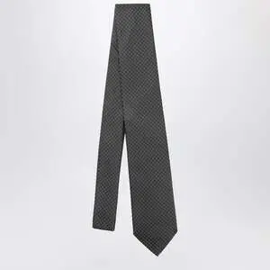 FERRAGAMO Silk Tie With Gancini Print