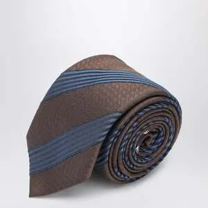 FERRAGAMO Silk Jacquard Tie - Brown