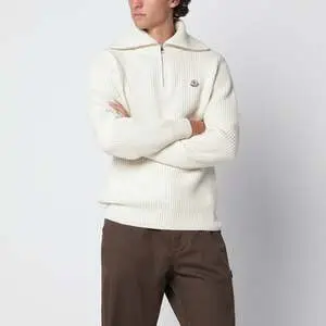Moncler Cream Ribbed Wool Jumper - Beige